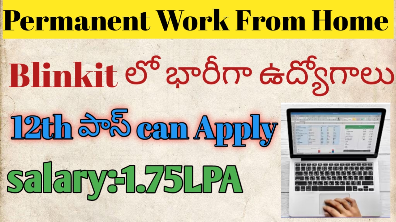 Blinkit Permanent Work From Home jobs||12th పాస్ అయితే చాలు||latest ...
